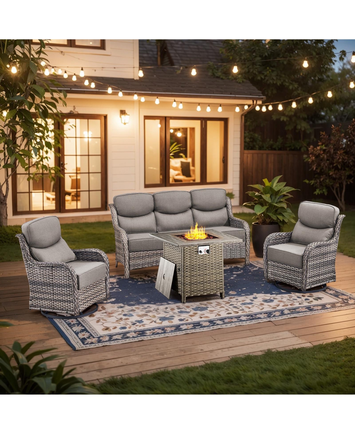 Click here for Gymojoy 4 Piece Patio Furniture Set with Fire Pit... prices