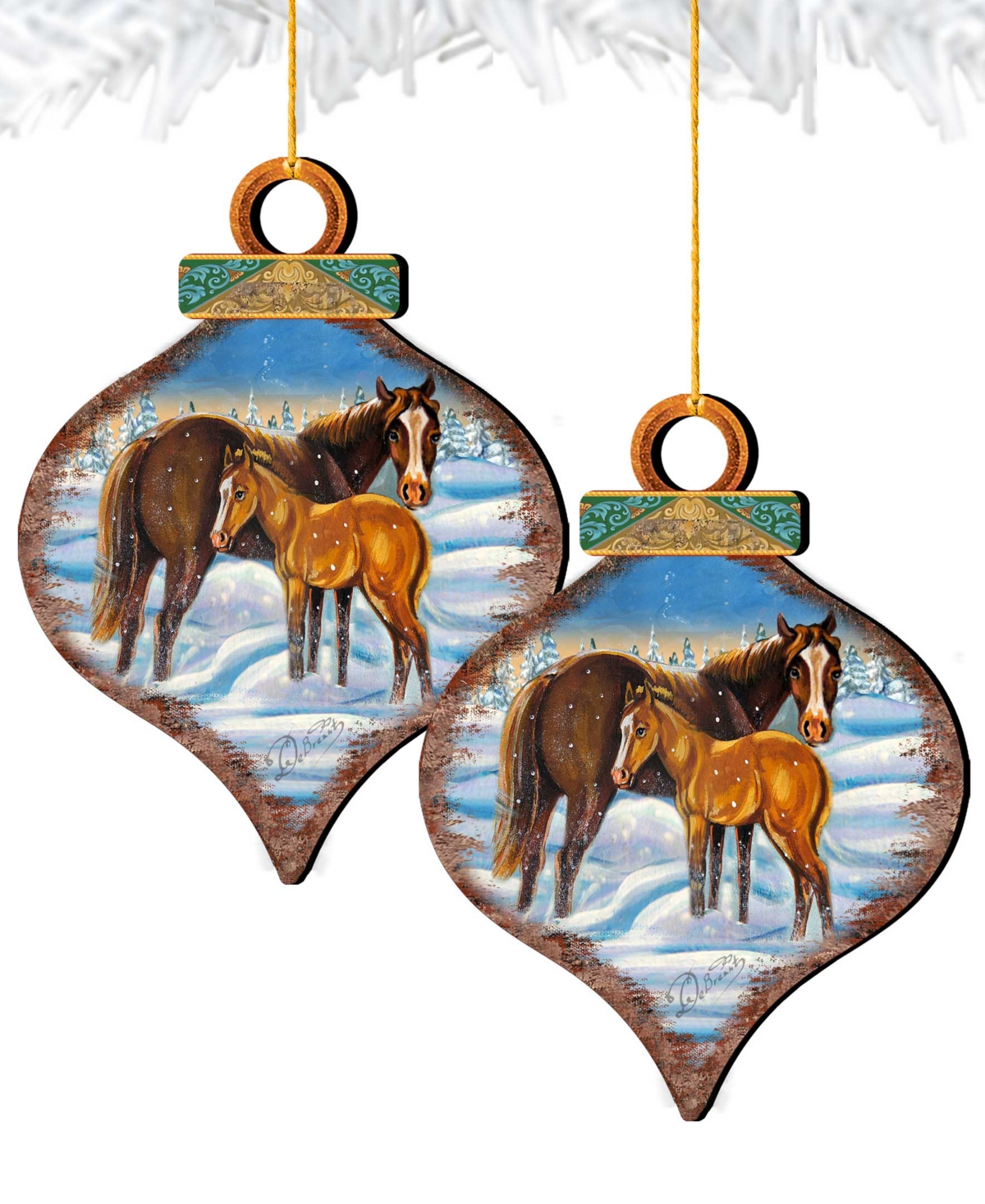 Click here for Designocracy 2 Piece Horses Scenery Wood Ornament... prices