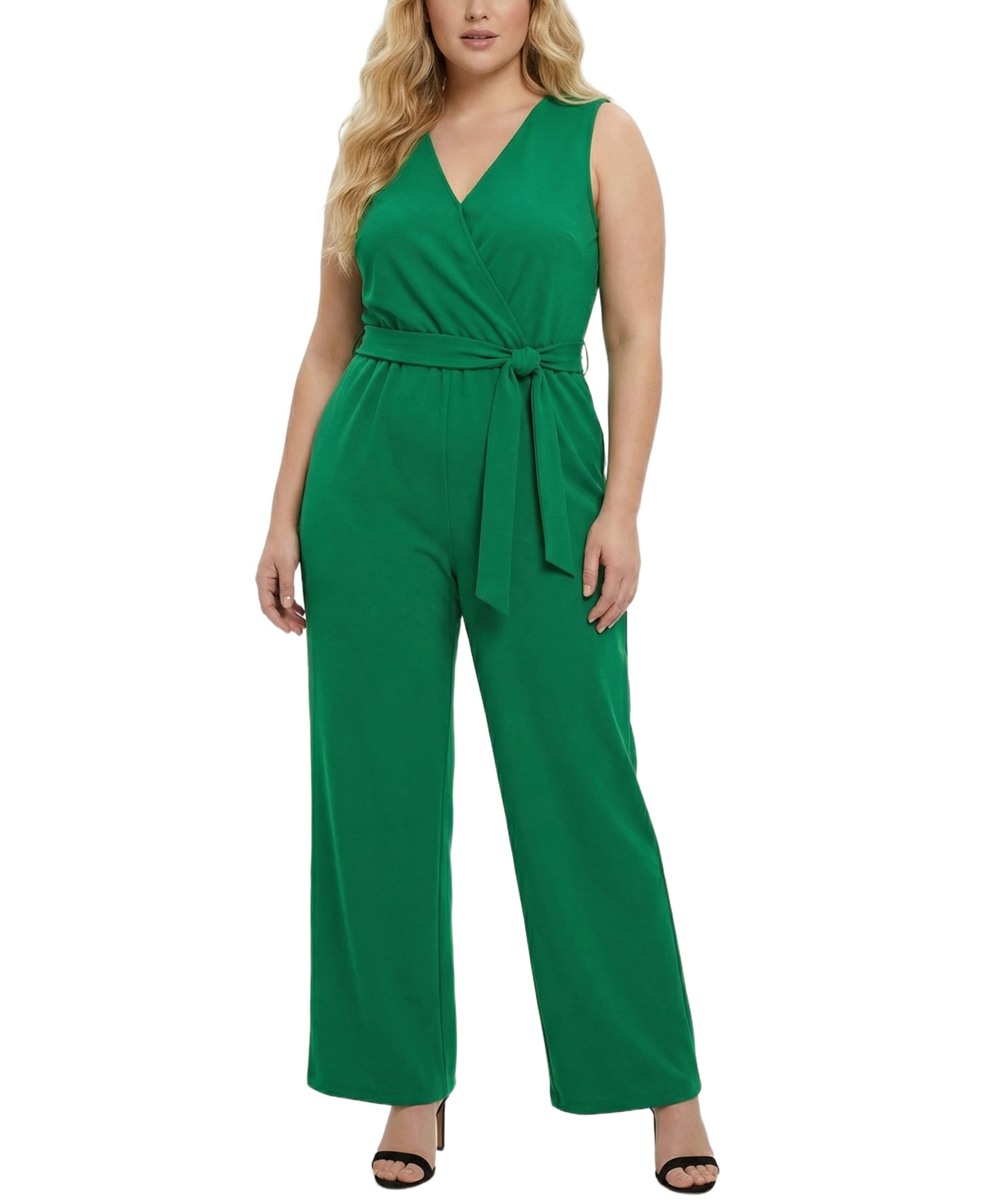 Click here for Ny Collection Plus Size Sleeveless Belted Jumpsuit... prices