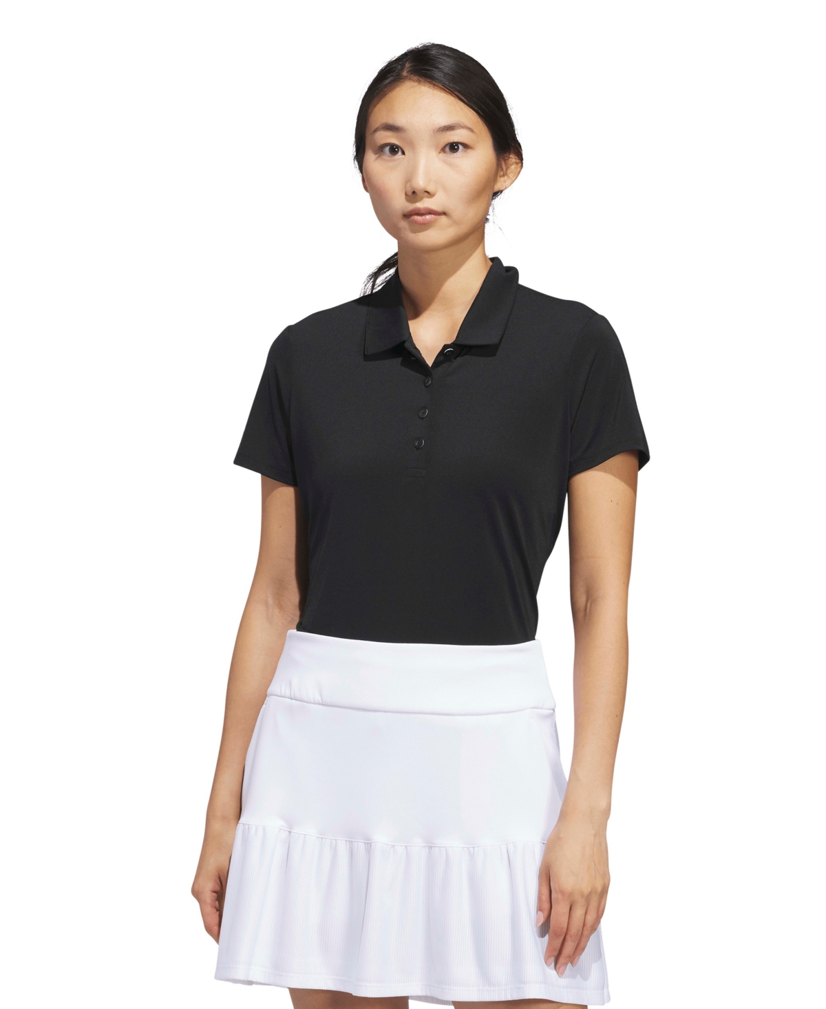 Click here for adidas Womens Solid Short-Sleeve Polo Shirt - Blac... prices