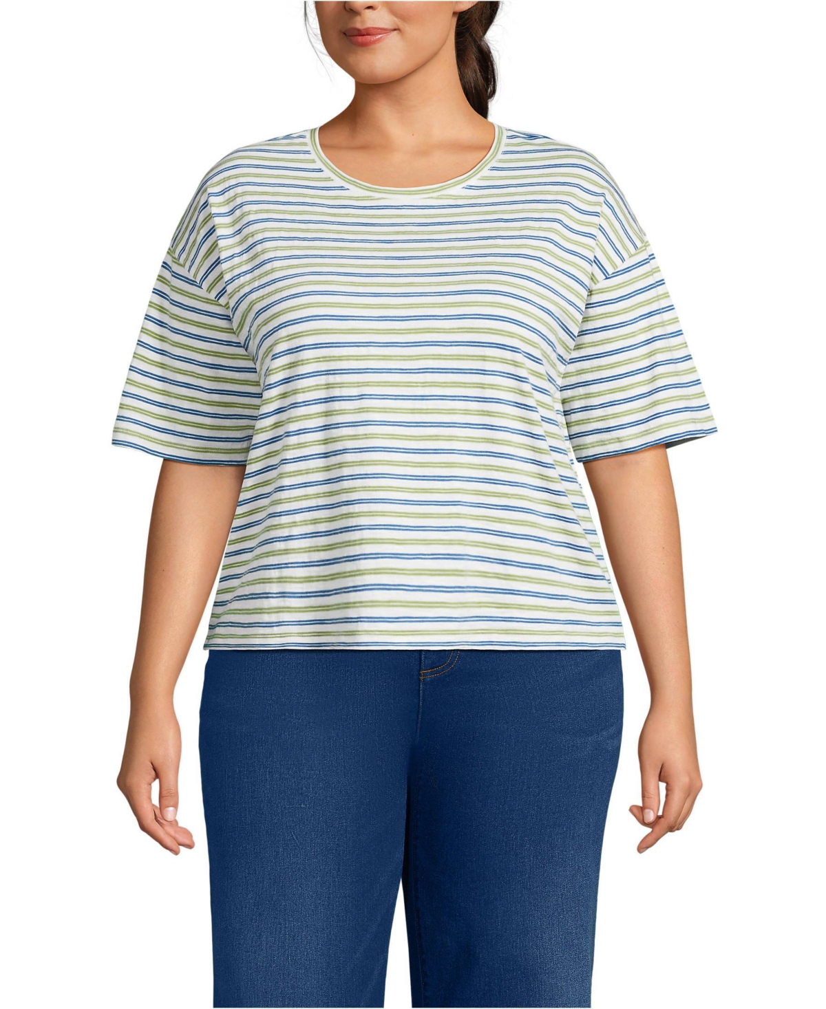 Click here for Lands End Plus Size Short Sleeve Slub Jersey T-Shi... prices