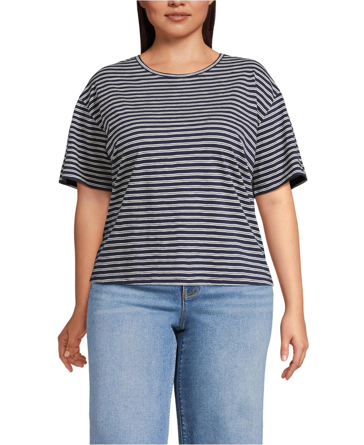 Click here for Lands End Plus Size Short Sleeve Slub Jersey T-Shi... prices