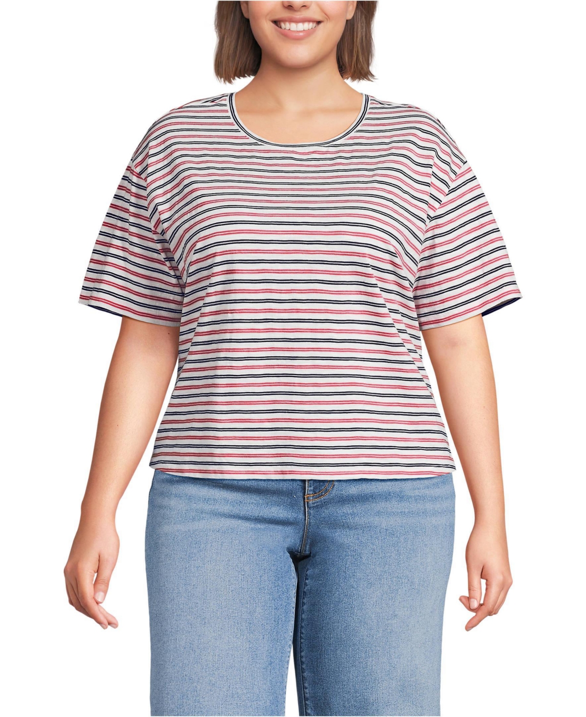 Click here for Lands End Plus Size Short Sleeve Slub Jersey T-Shi... prices