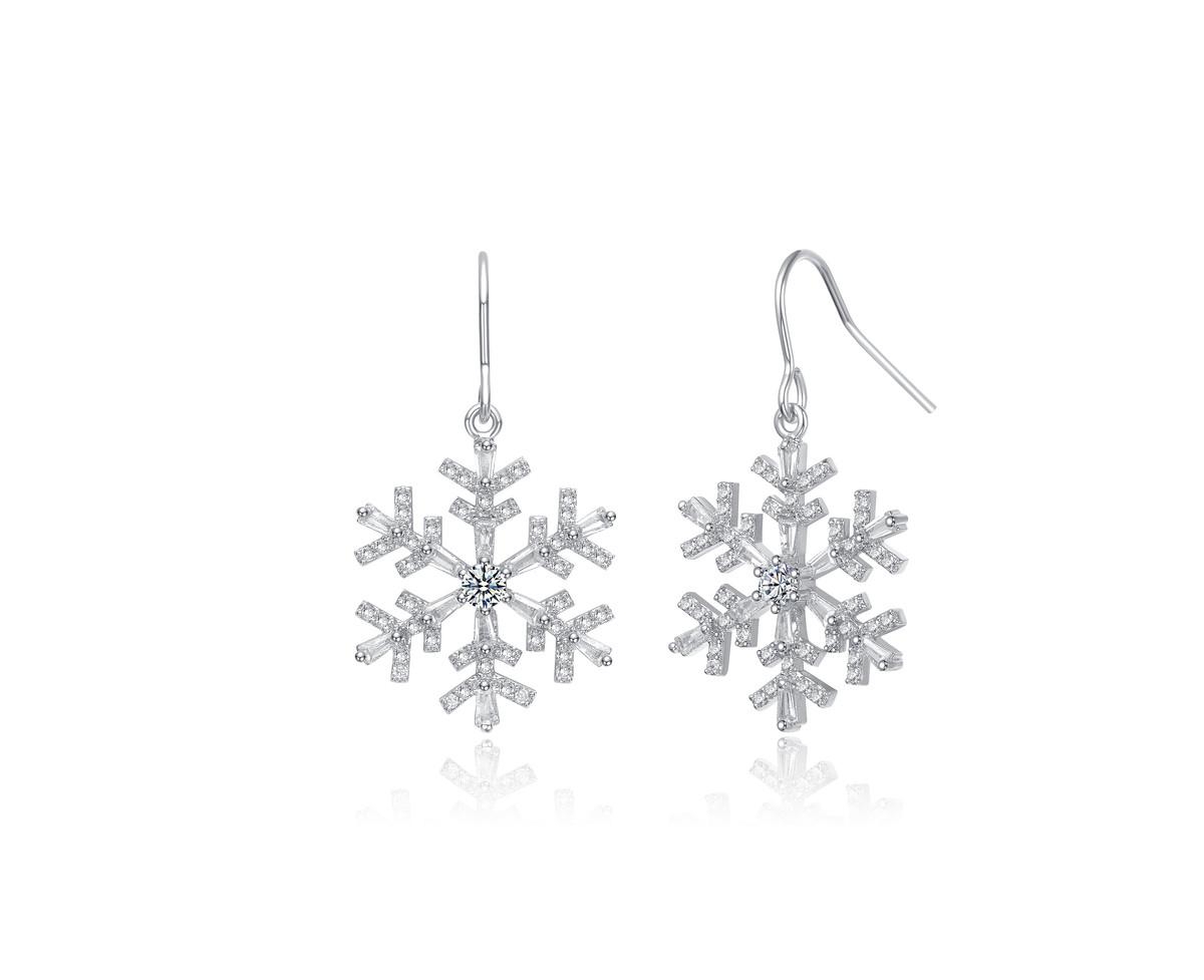 Click here for Genevive Chic Cz Snowflake Drop Earrings - White prices