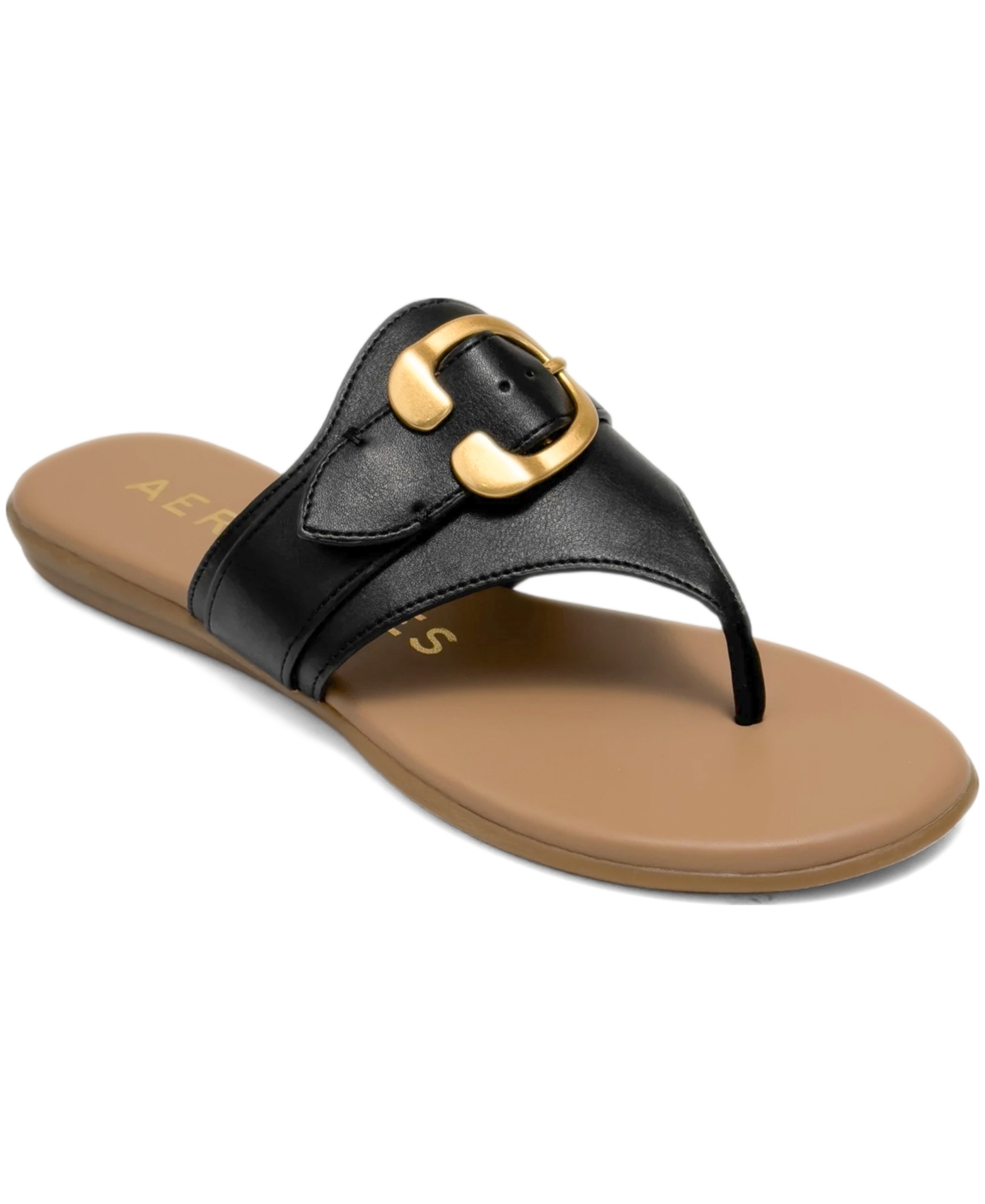 Click here for Aerosoles Womens Glitz Open Toe Flat Sandals - Bla... prices