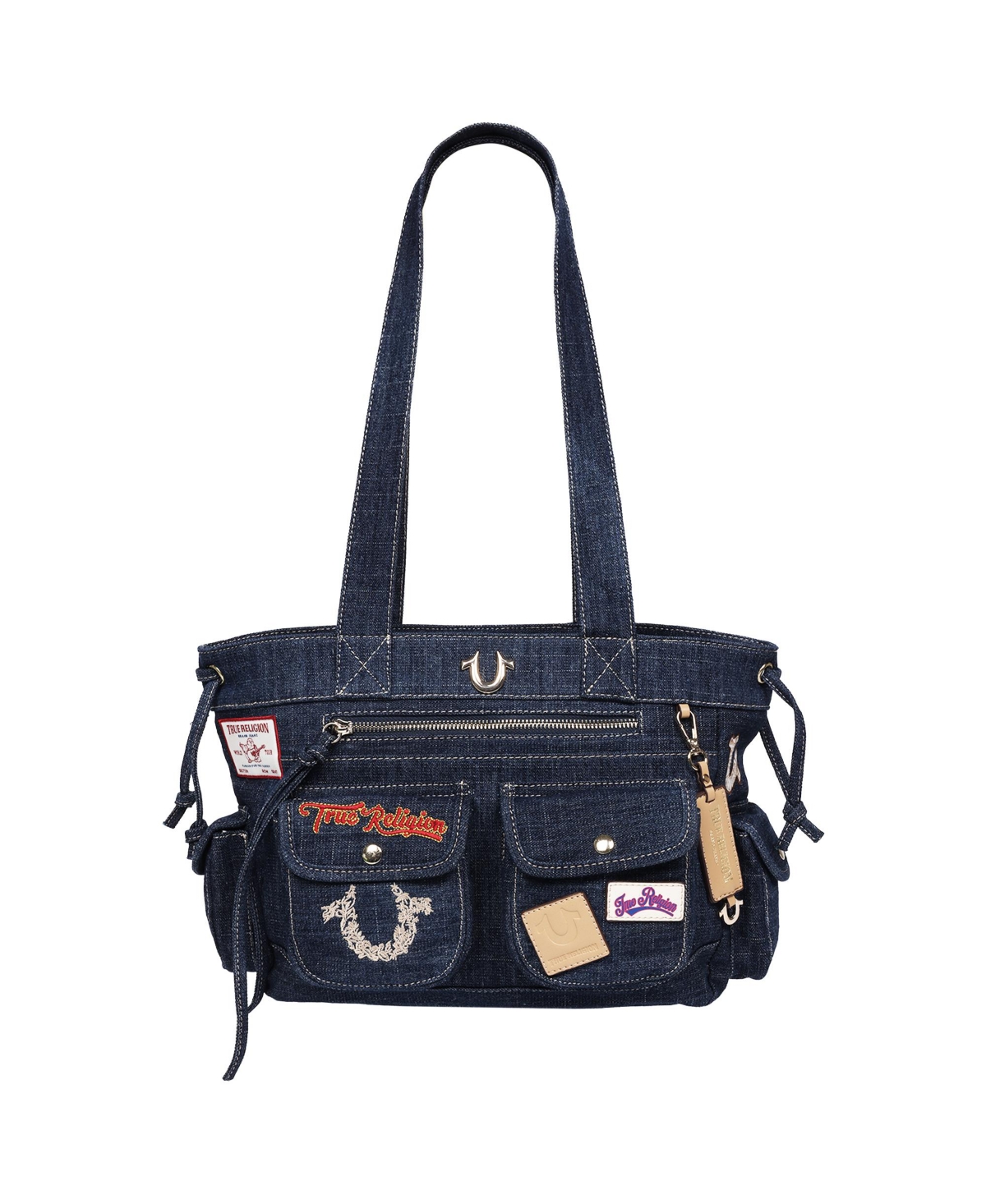 Click here for True Religion Multi-Patch Denim Tote - Dark denim prices