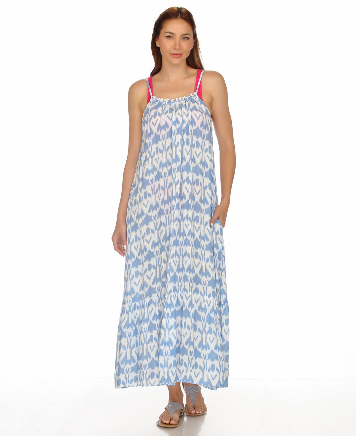 Click here for Raviya Womens Ruffle-Trim Maxi Dress Cover-Up - Bl... prices