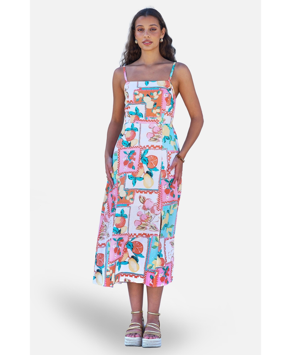 Click here for Yumi Womens Printed Midi Sun Dress - Multi prices