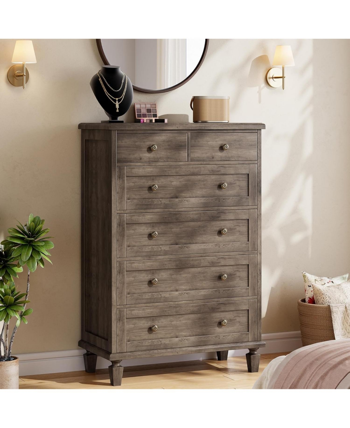 Click here for gaomon Vintage 6 Drawer Dresser with Tapered Legs... prices