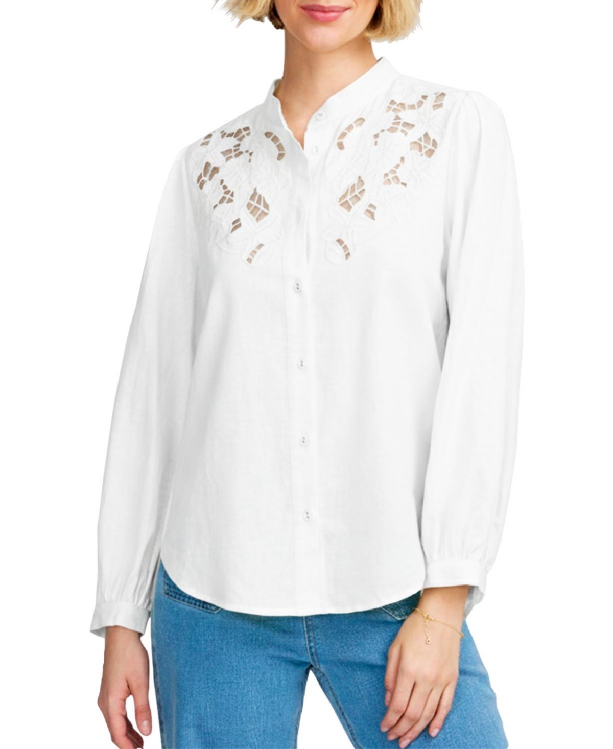 Click here for Elle Collection Womens Lace Yoke Shirt - Ivory prices