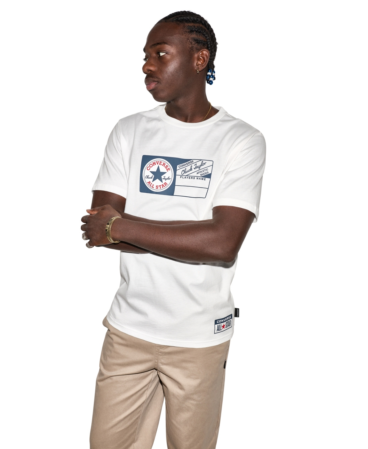 Click here for Converse Mens Jock Tag T-Shirt - Converse White prices