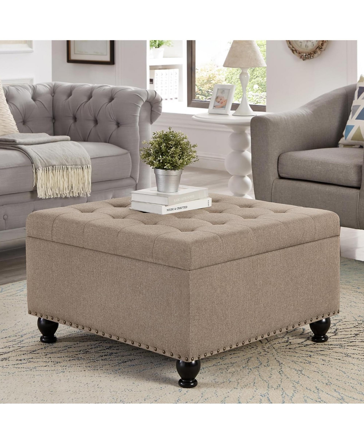 Click here for Rainsken Square Storage Ottoman - Upholstered Butt... prices