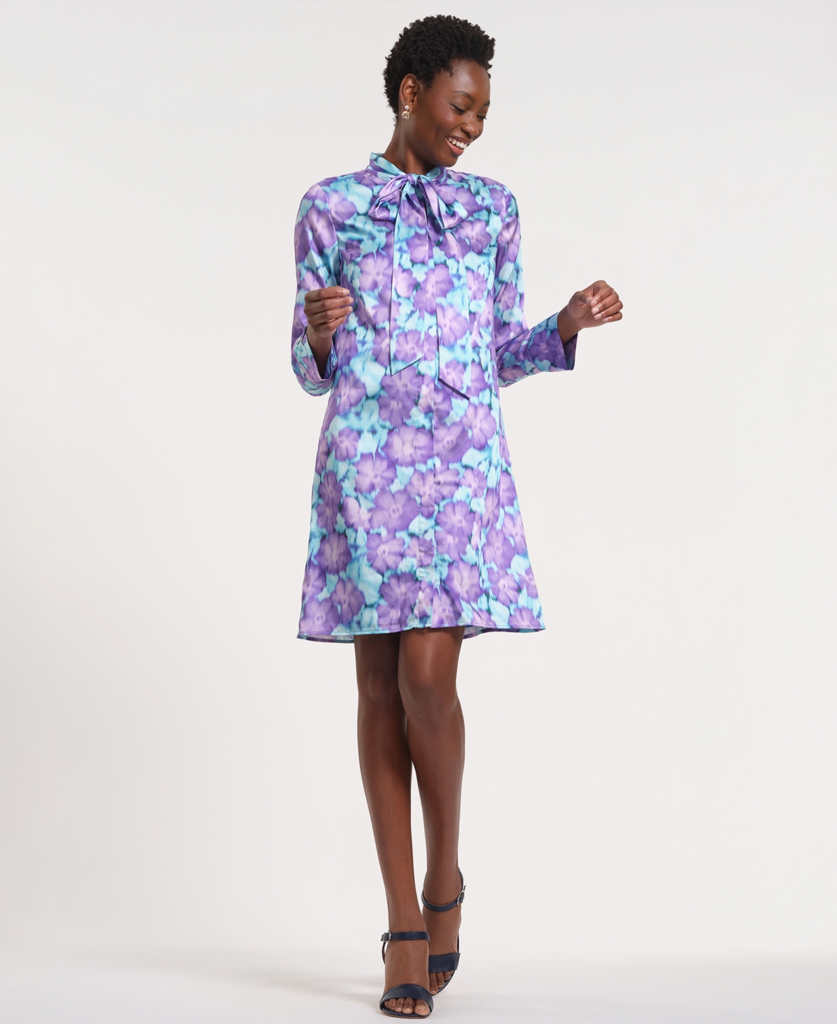 Click here for Isaac Mizrahi Womens Long-Sleeve Bow-Tie Neck Dres... prices