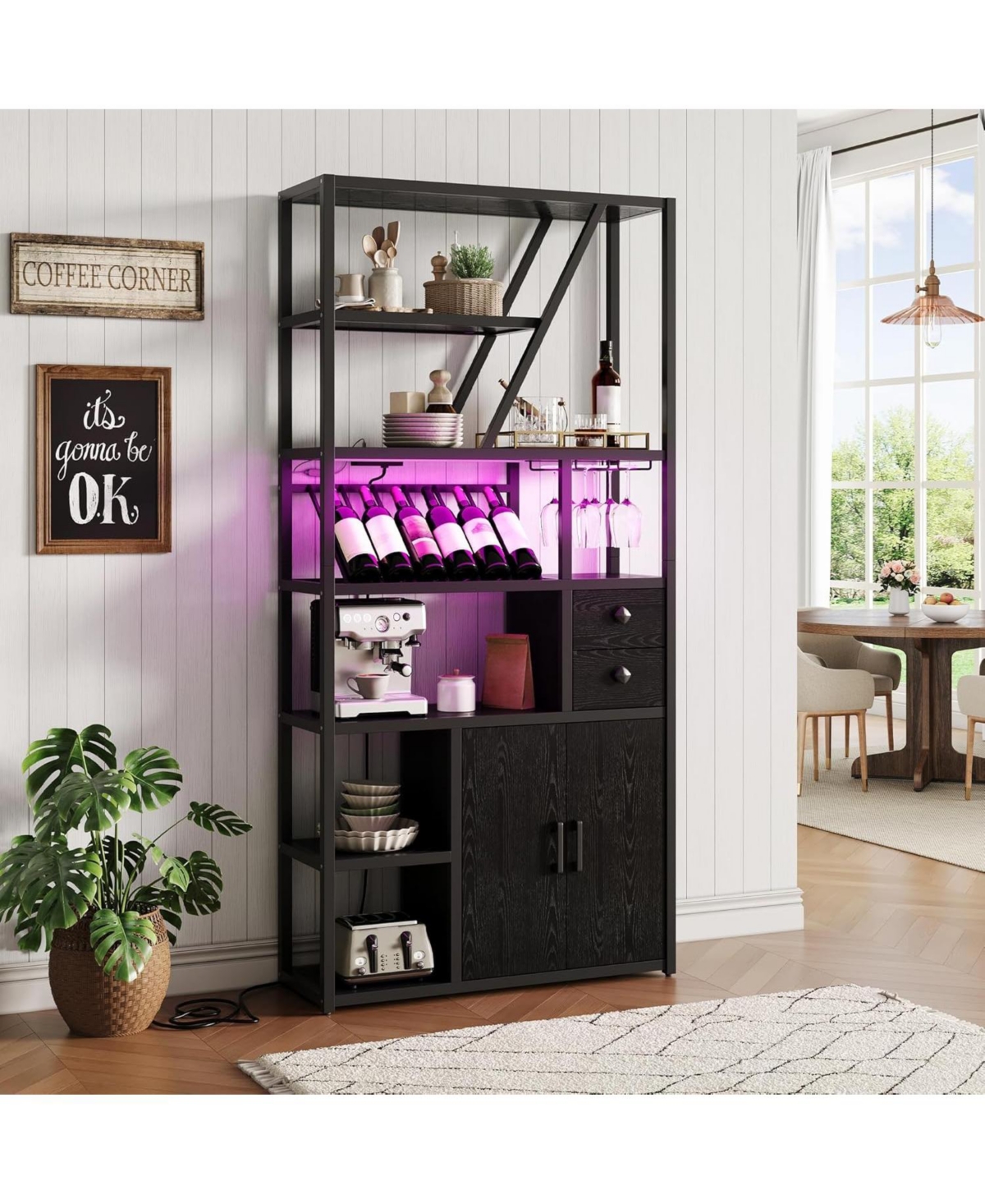 Click here for gaomon Bar Cabinet with Power Outlets  71.2 Tall W... prices