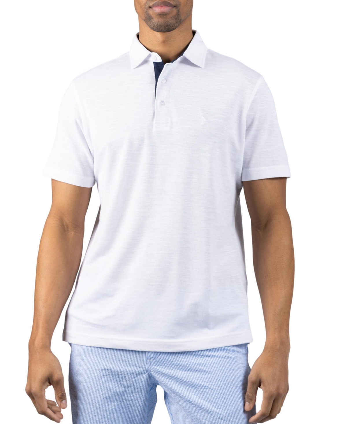 Click here for Tailorbyrd Mens Slub Pique Polo - White prices
