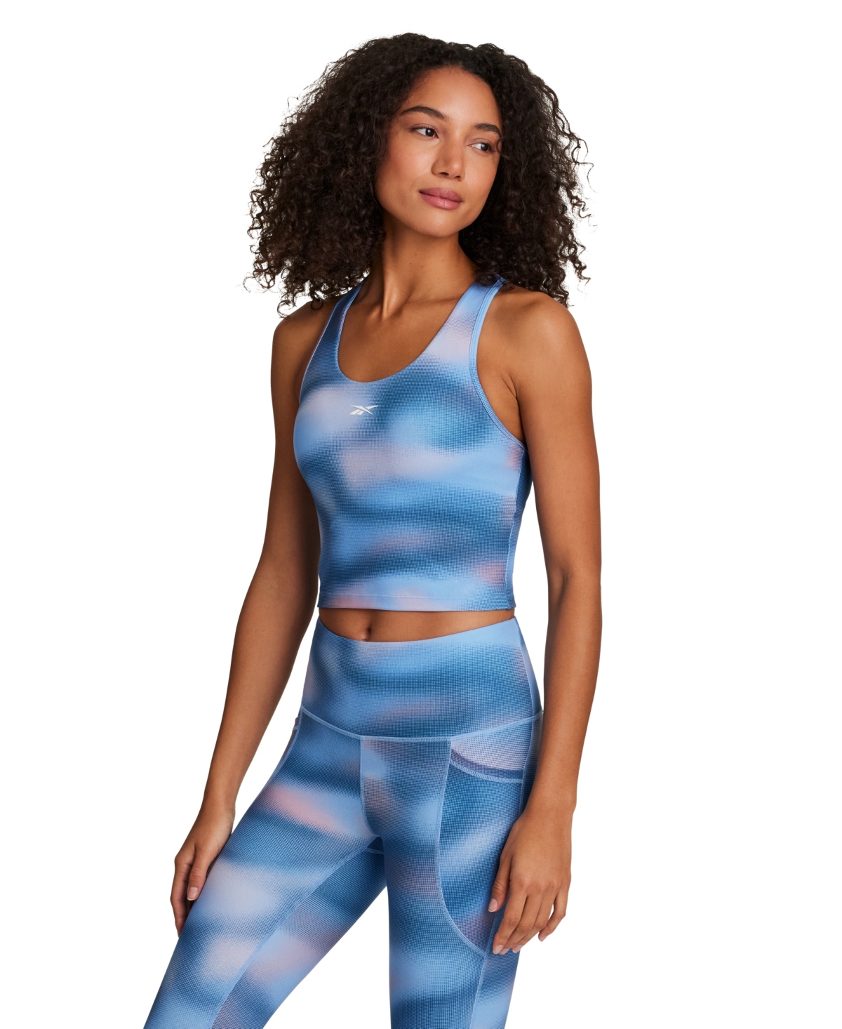 Click here for Reebok Womens Cropped Printed Sports Bra - Vector... prices