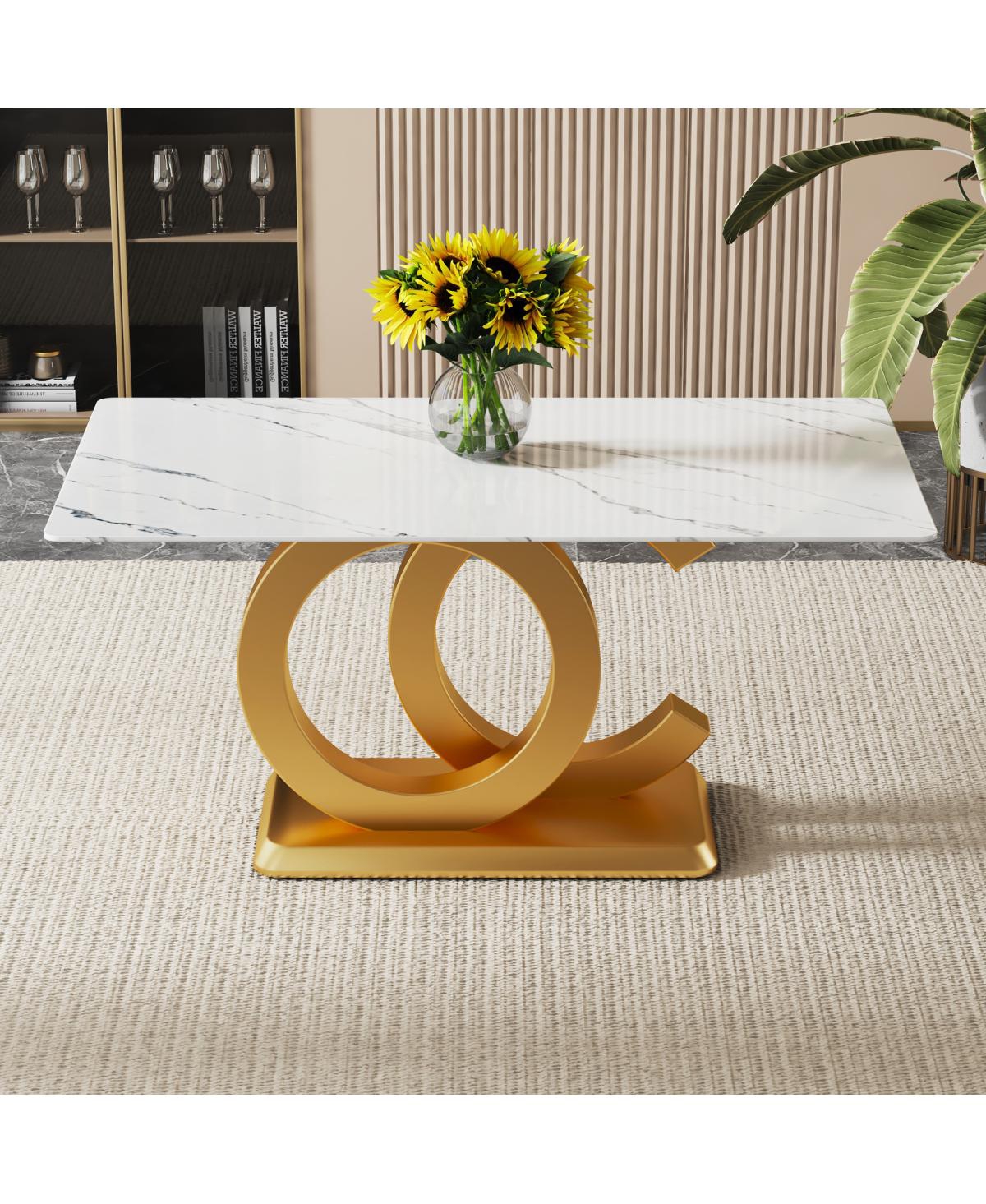 Click here for Streamdale Furniture Tempered Glass Marble Top Din... prices