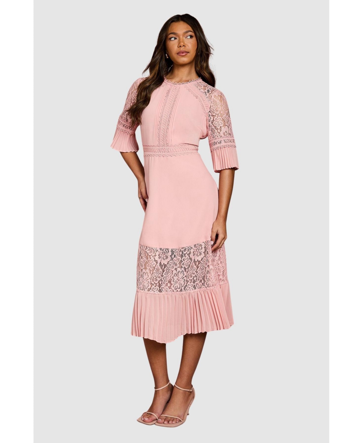 Click here for Coast Womens Lace Insert Midi Dress - Blush prices