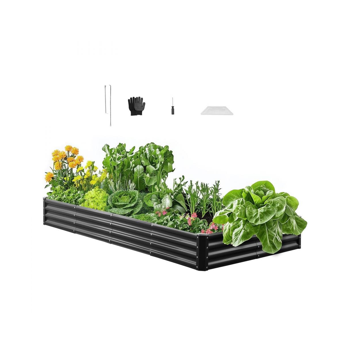 Click here for Slickblue 8x4x1 ft Galvalume Metal Raised Garden B... prices