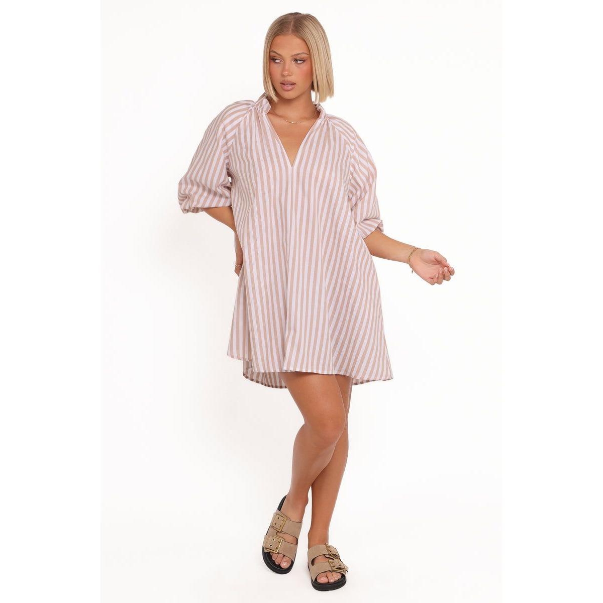 Click here for Petal and Pup Womens Doran Mini Dress - Beige whit... prices