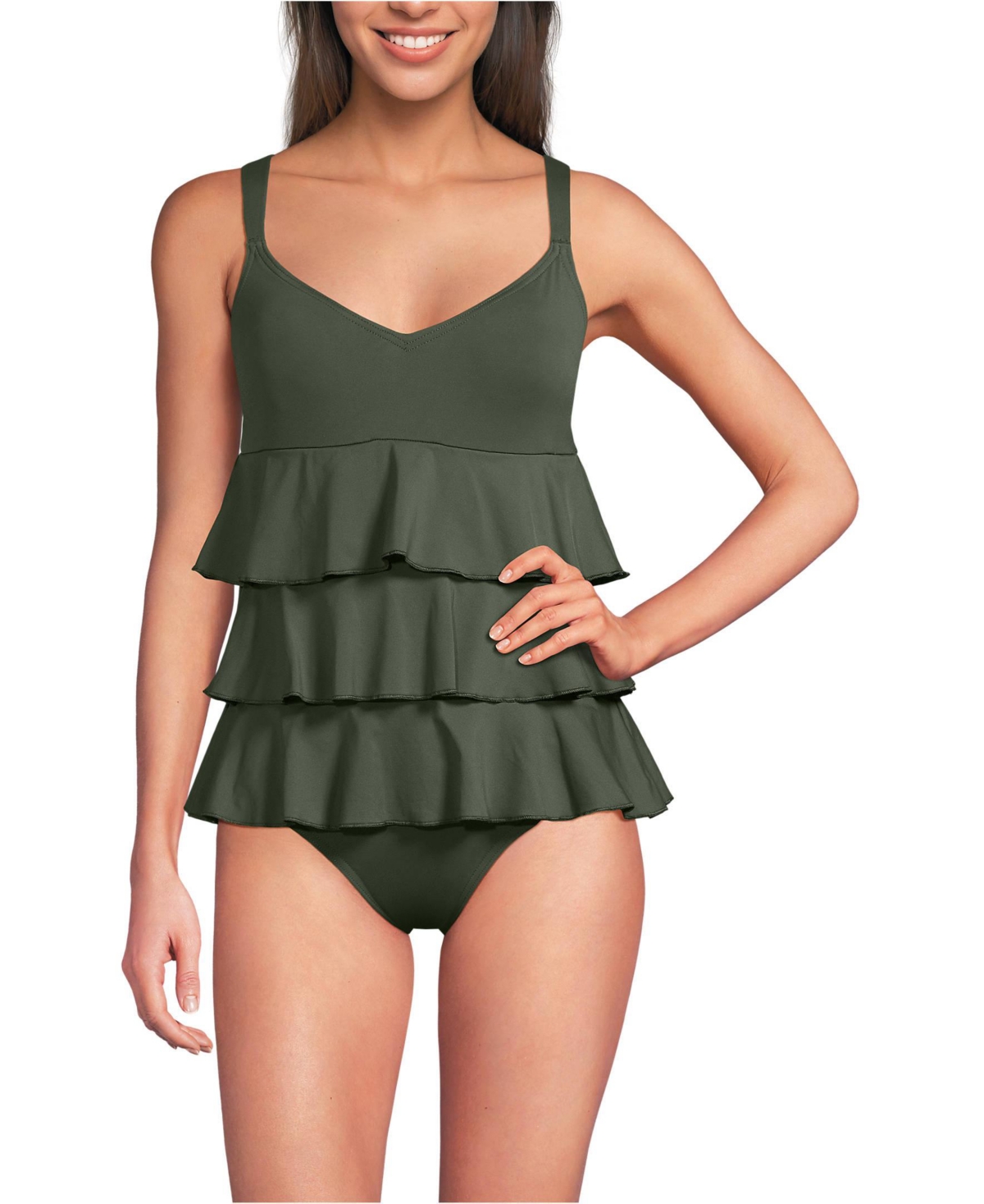 Click here for Lands End Womens Ruffle Fauxkini One Piece Swimsui... prices