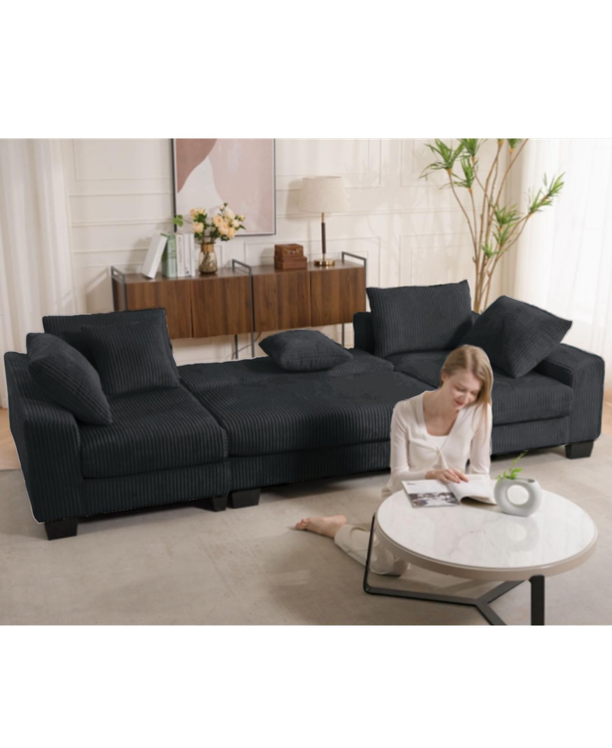 Click here for Streamdale Furniture U-Shaped Corduroy Sleeper Sof... prices