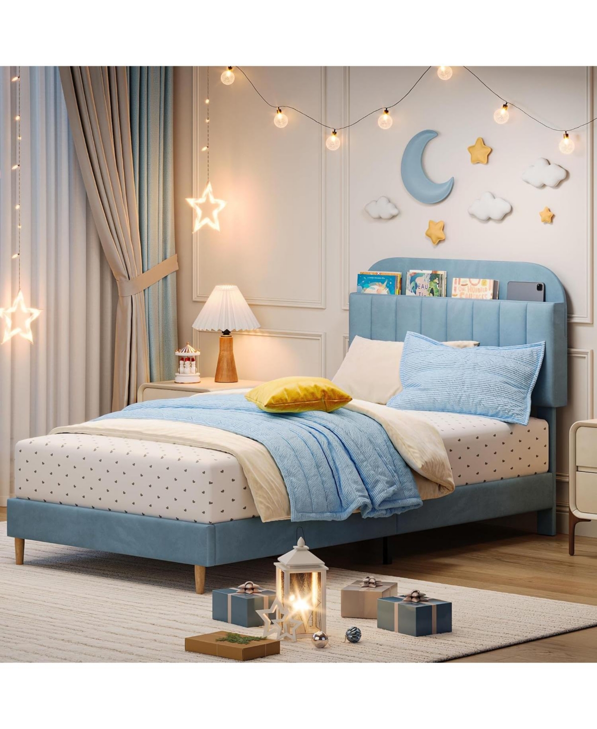 Click here for gaomon Twin Xl Bed Frame Storage Headboard Velvet... prices