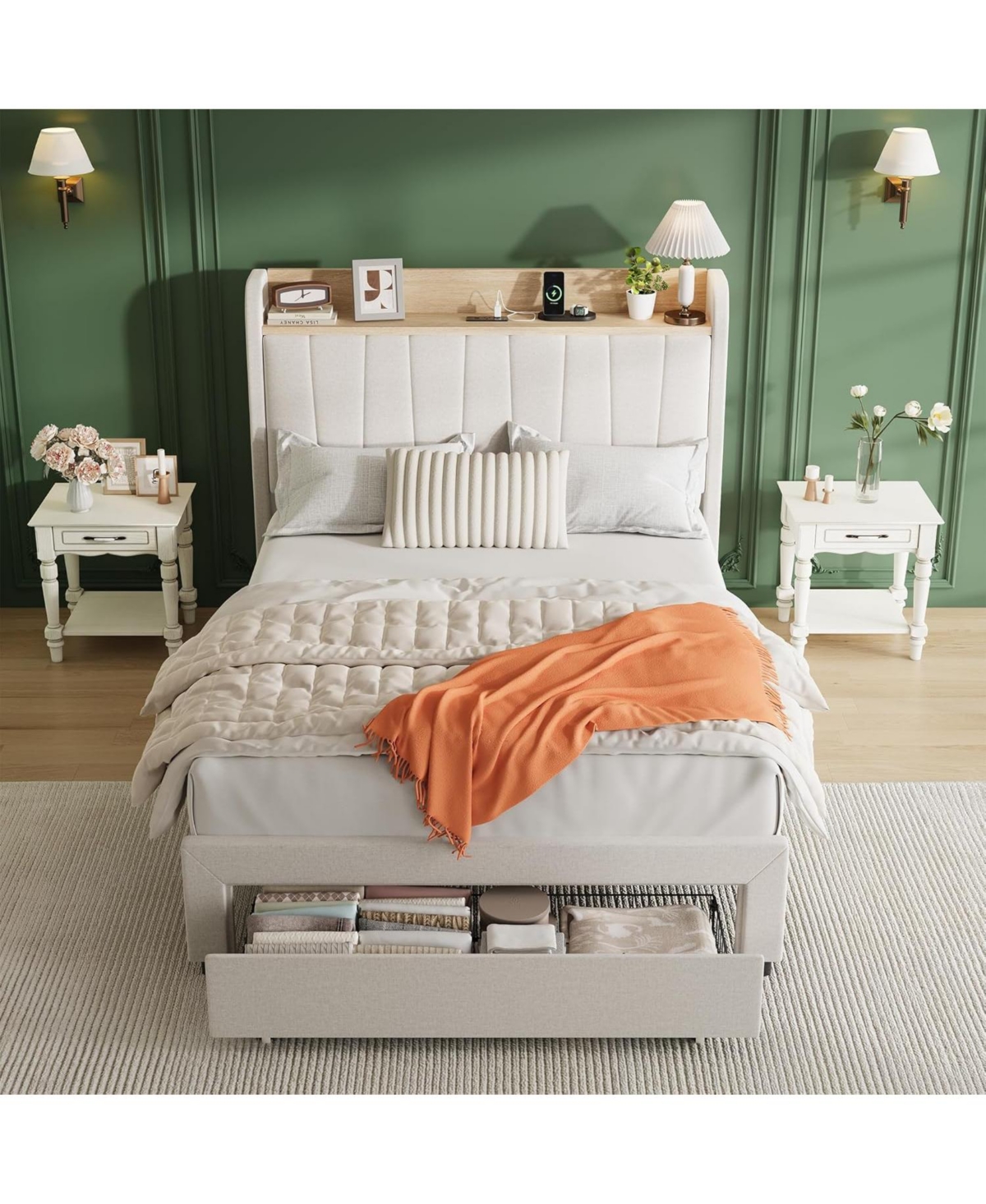 Click here for gaomon Twin Bed Frame With Storage Headboard Drawe... prices