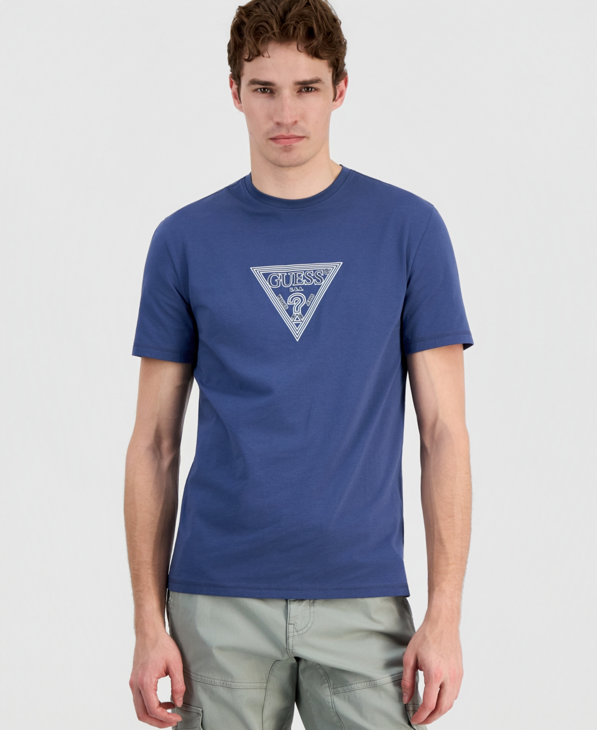 Click here for Guess Mens Mid Triangle Print T-Shirt - NORDIC SEA prices