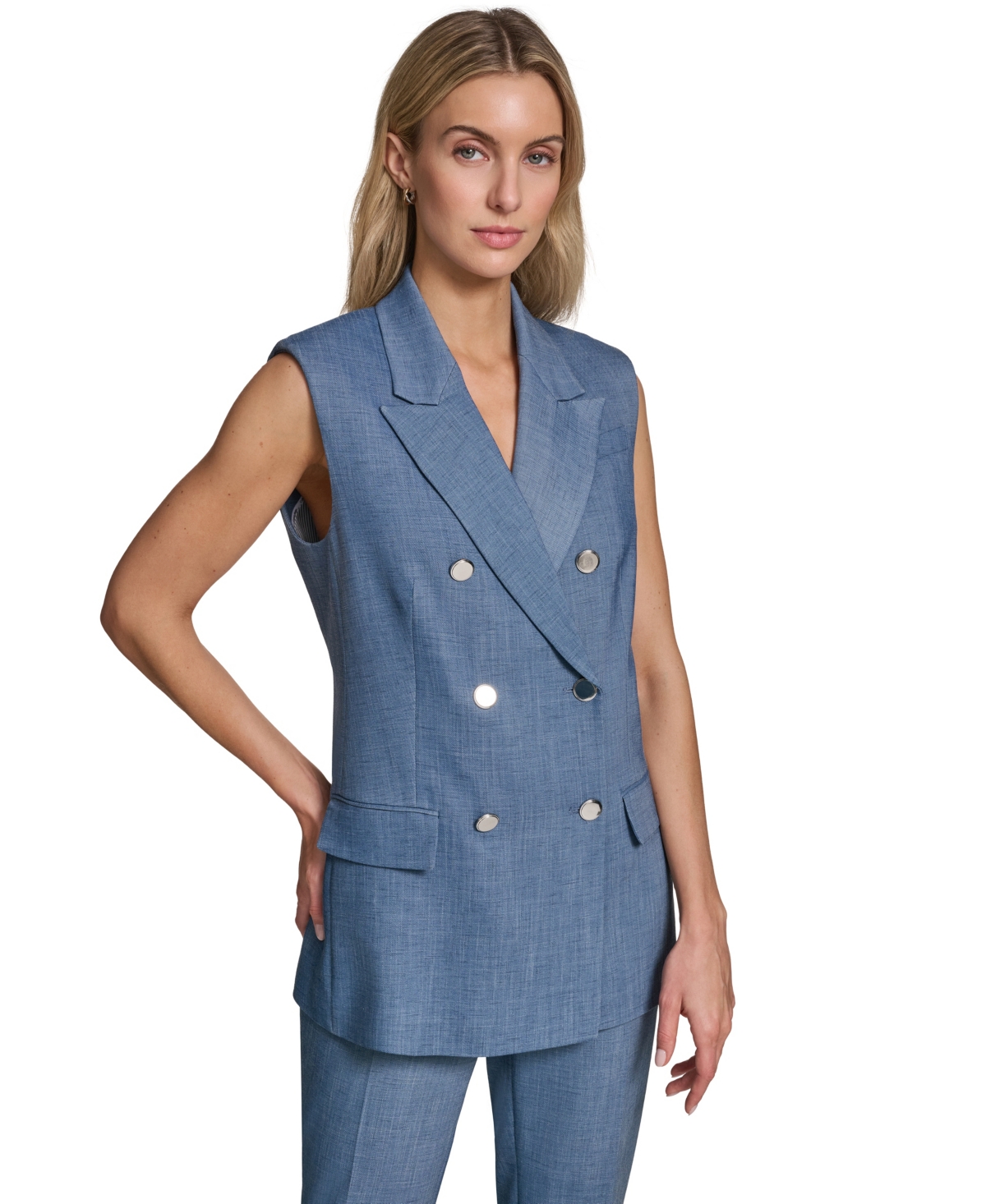 Click here for Calvin Klein Womens Notch Collar Button-Front Vest... prices