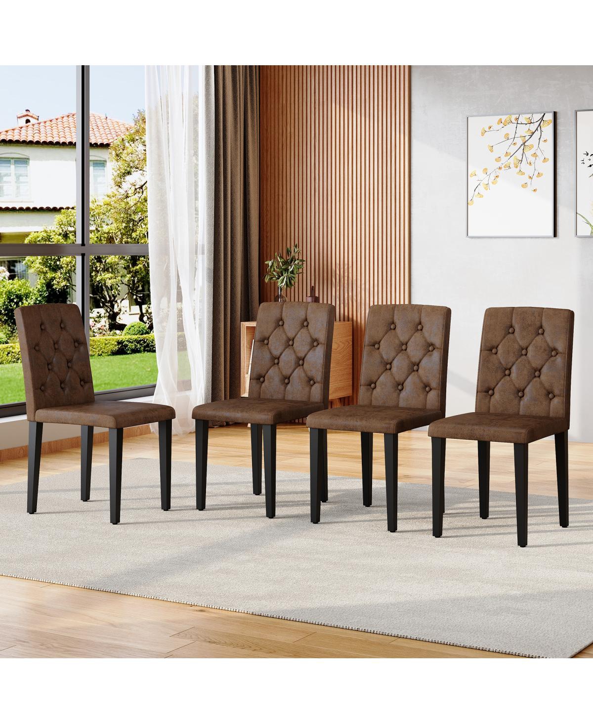Click here for Streamdale Furniture 4-Pack Suede Dining Chairs wi... prices