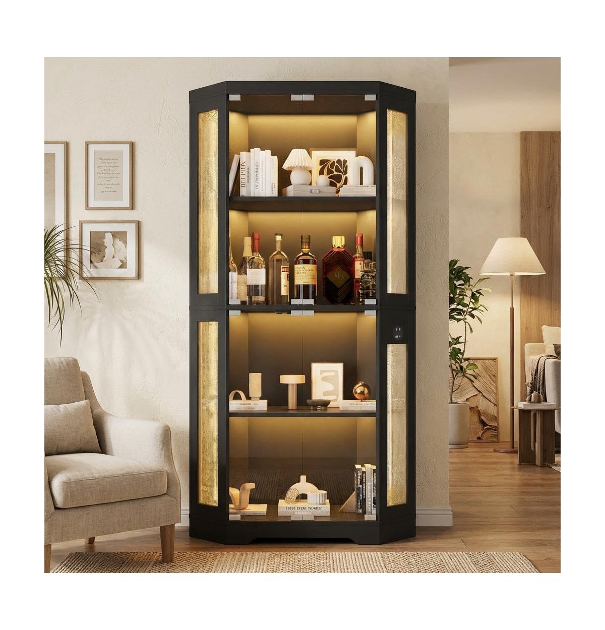 Click here for gaomon Glass Display Cabinet  4 Tier Curio Cabinet... prices