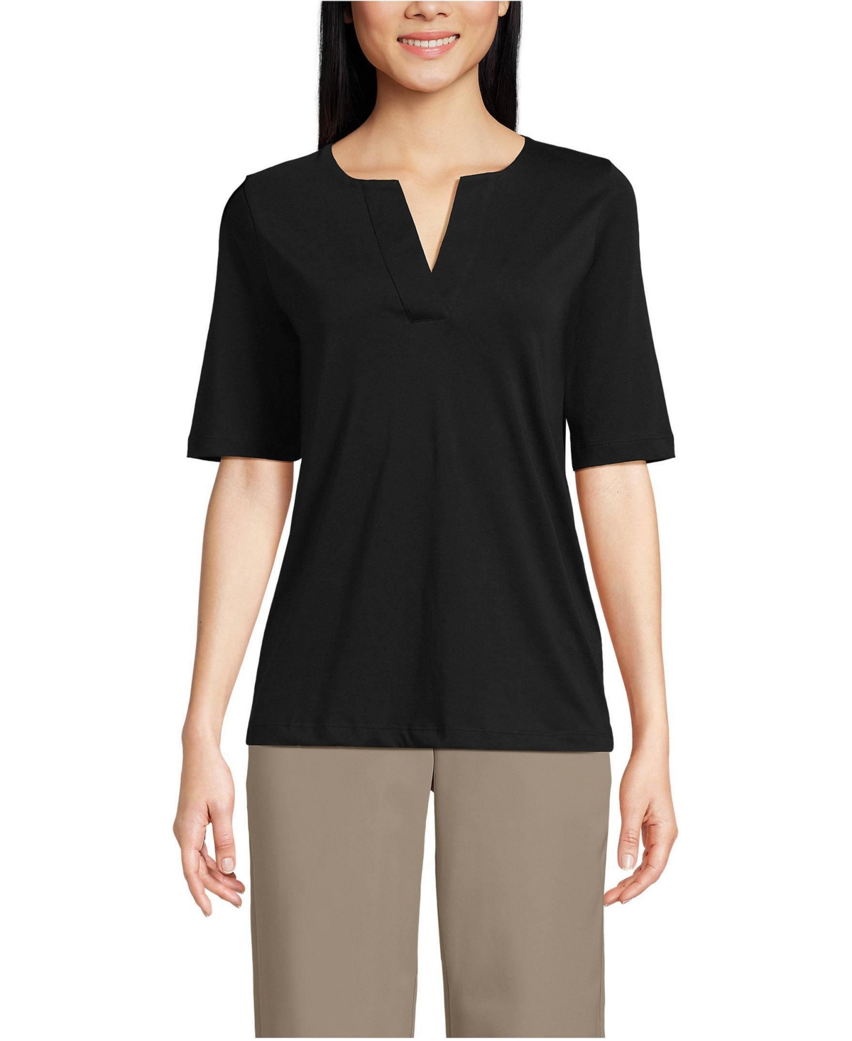 Click here for Lands End Womens Supima Jersey Half Sleeve Splitne... prices