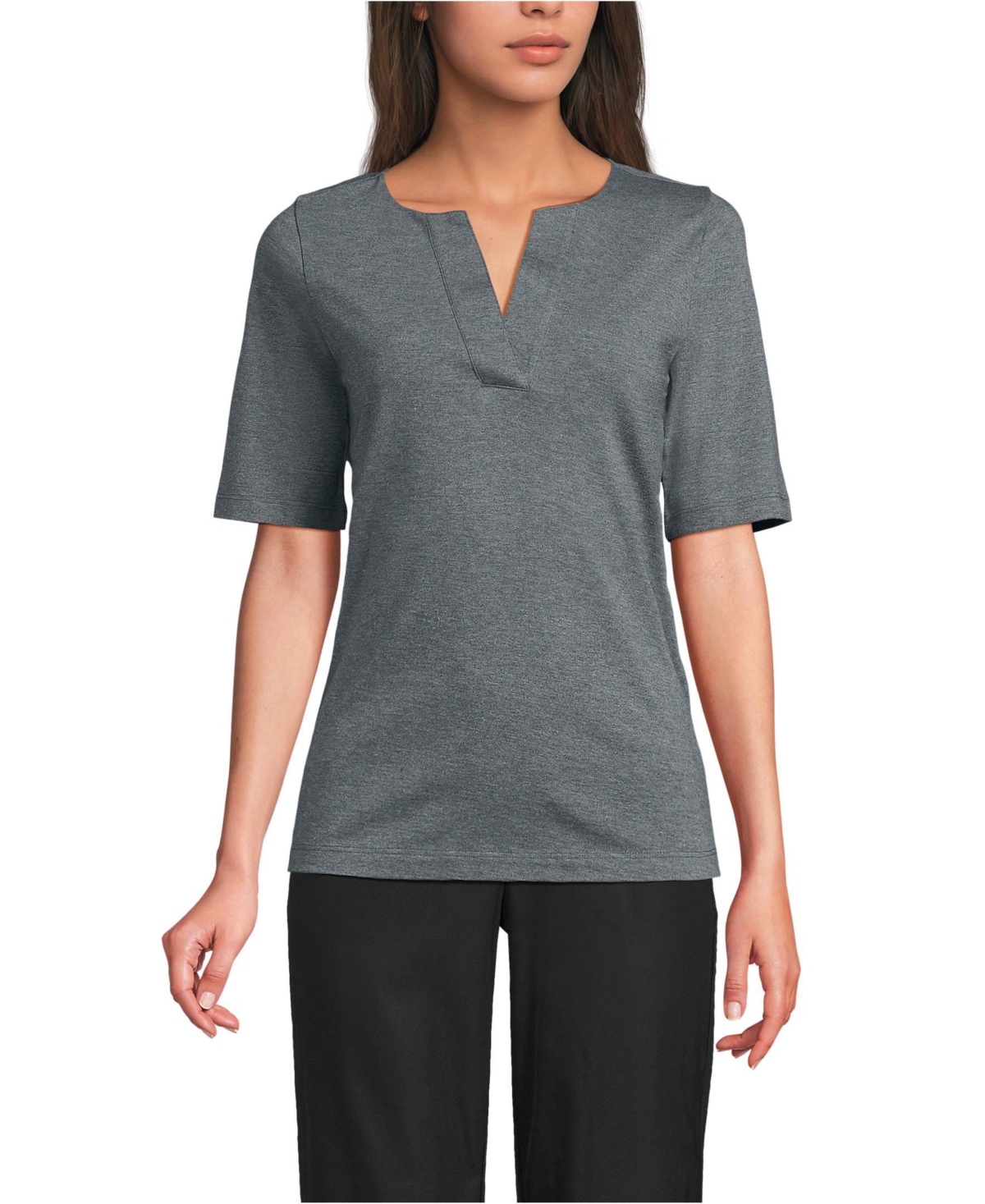 Click here for Lands End Womens Supima Jersey Half Sleeve Splitne... prices
