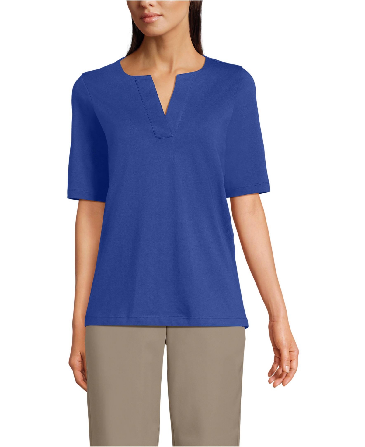 Click here for Lands End Womens Supima Jersey Half Sleeve Splitne... prices