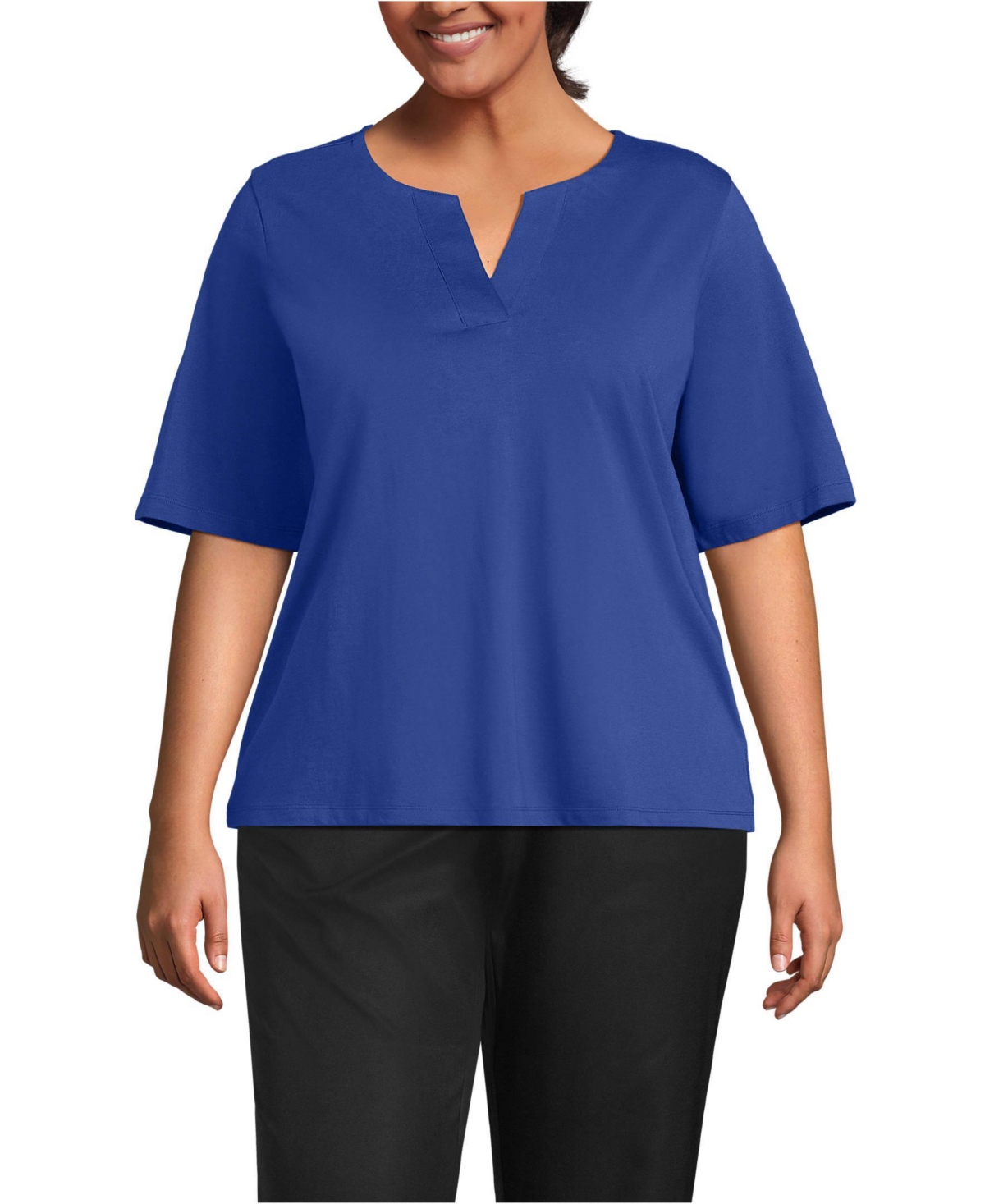 Click here for Lands End Plus Size Supima Jersey Half Sleeve Spli... prices