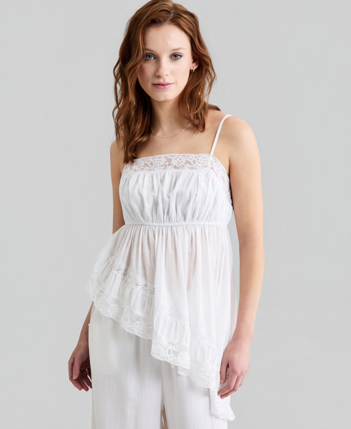 Click here for And Now This Womens Asymmetric Lace-Trim Top  Macy... prices