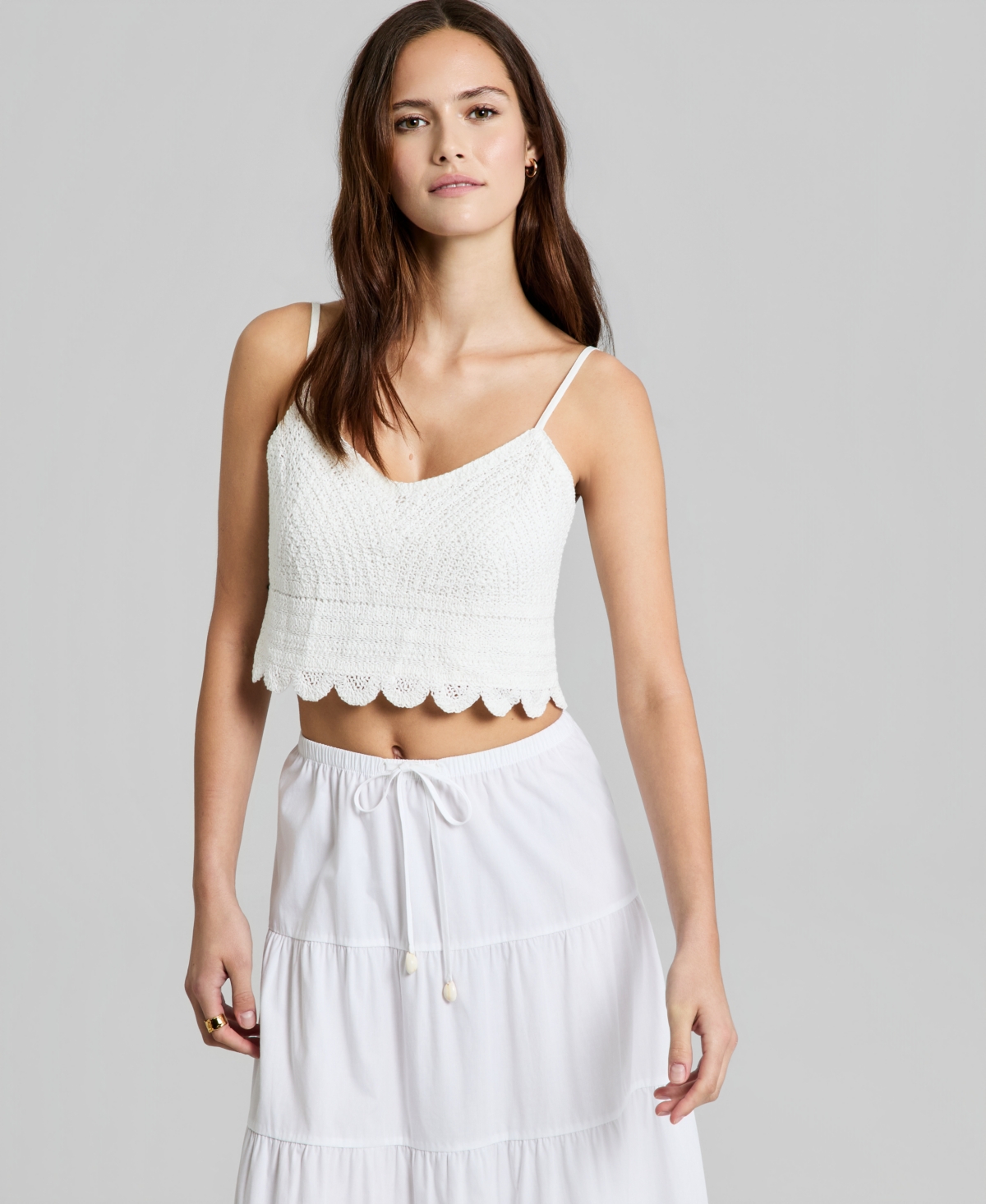Click here for And Now This Womens Cotton Crochet Cropped Top  Ma... prices