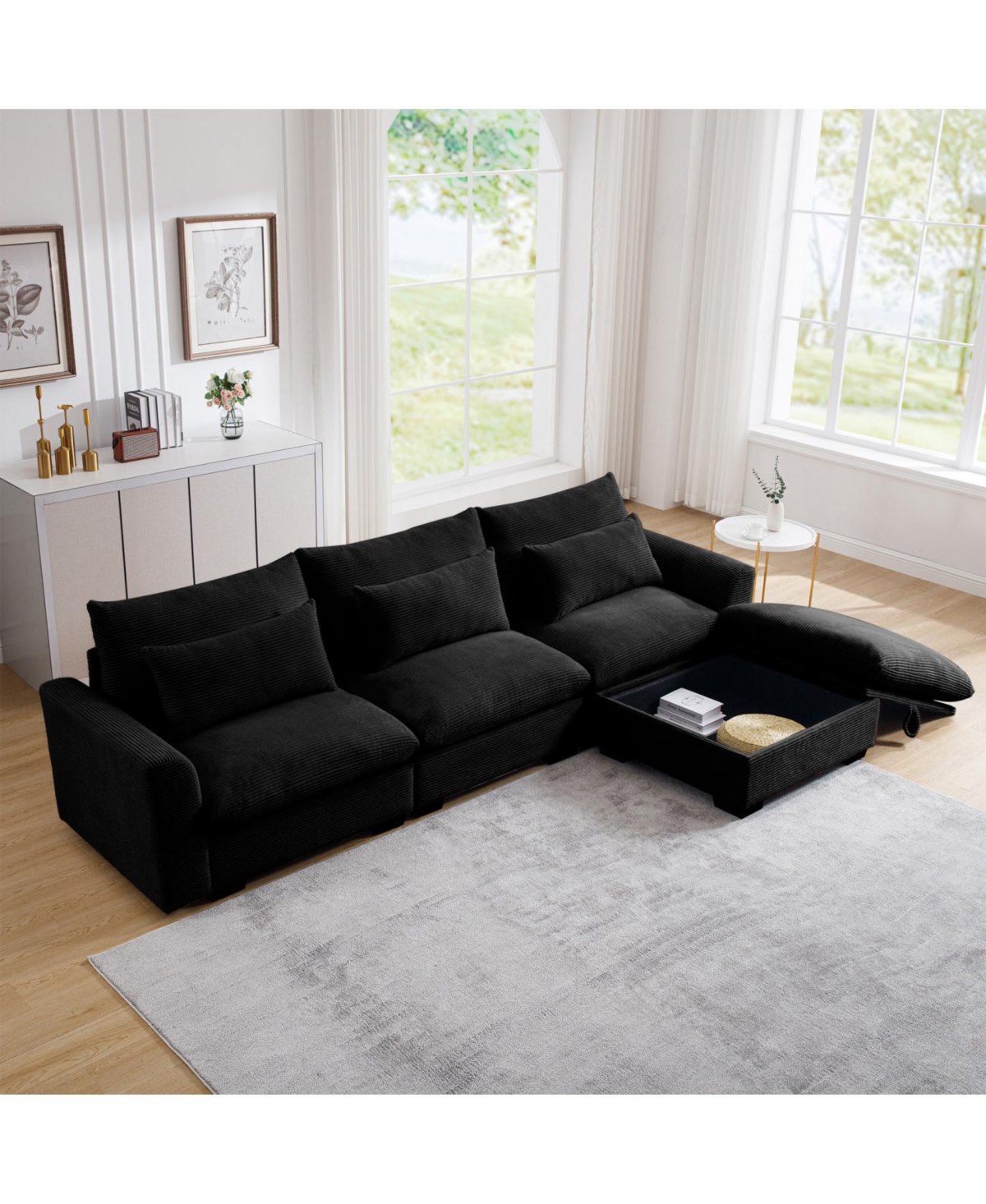 Click here for Streamdale Furniture Corduroy Sectional Sofa with... prices