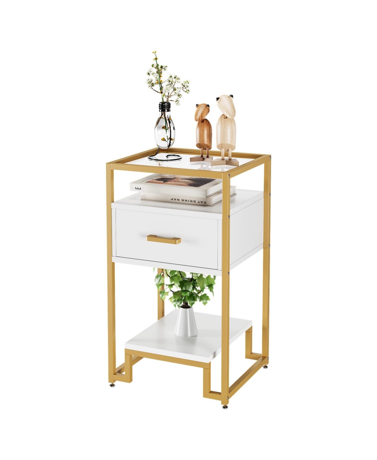 Click here for gaomon Wooden 3-Tier End Table with Storage Drawer... prices