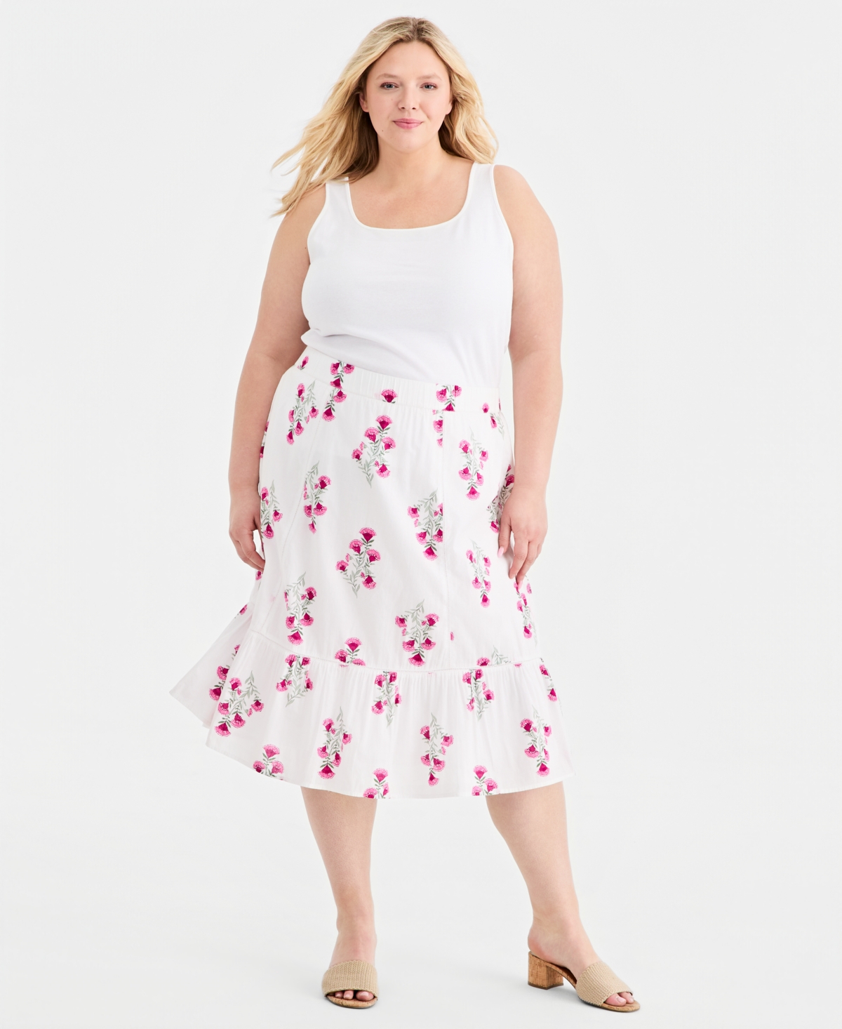 Click here for Style & Co Plus Size Printed Ladder-Stitch Midi Sk... prices