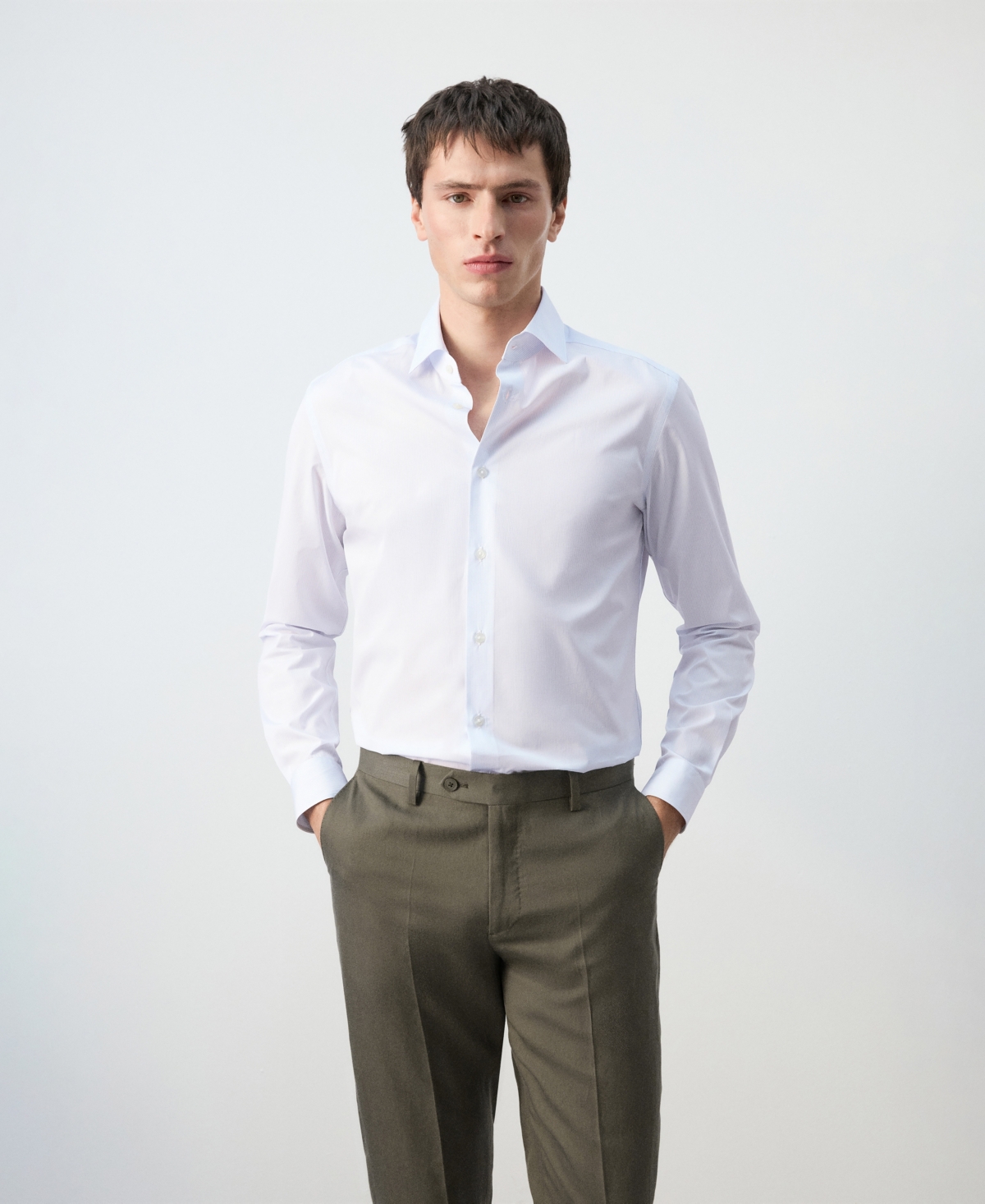 Click here for Mango Mens Cotton Striped Slim-Fit Shirt - White prices