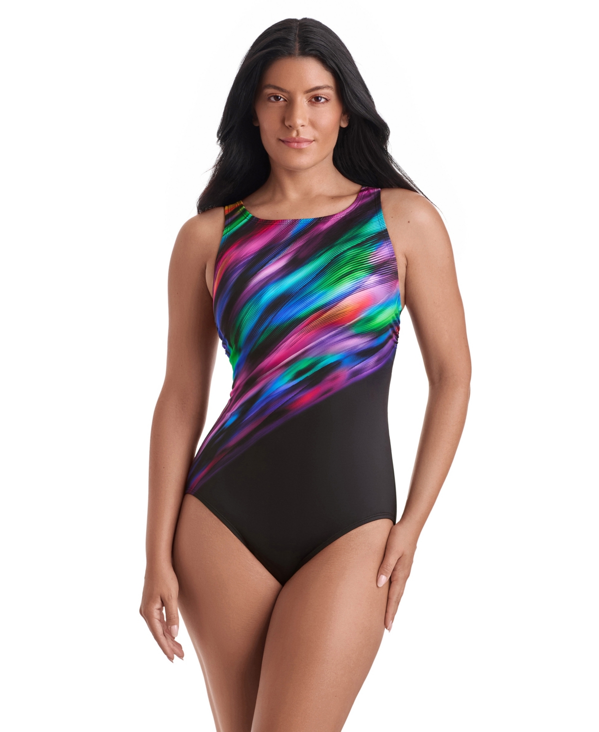 Click here for ShapeSolver Womens Crewneck One-Piece Swimsuit - M... prices