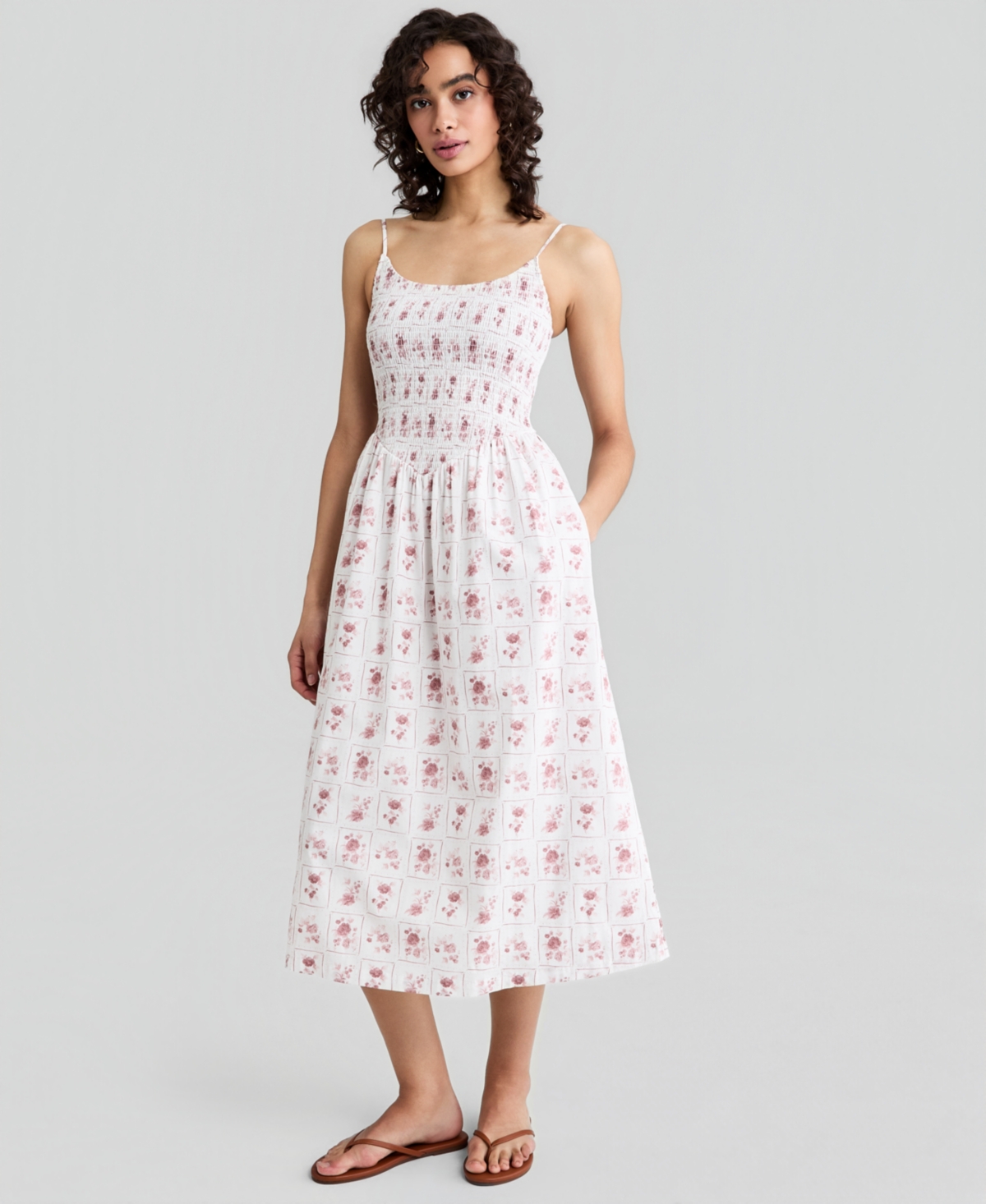 Click here for And Now This Womens Cotton Printed Smocked Midi Dr... prices