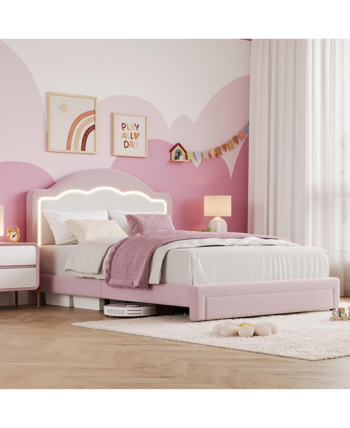 Click here for gaomon Kids Bed Frame with Led Headboard  Sherpa U... prices