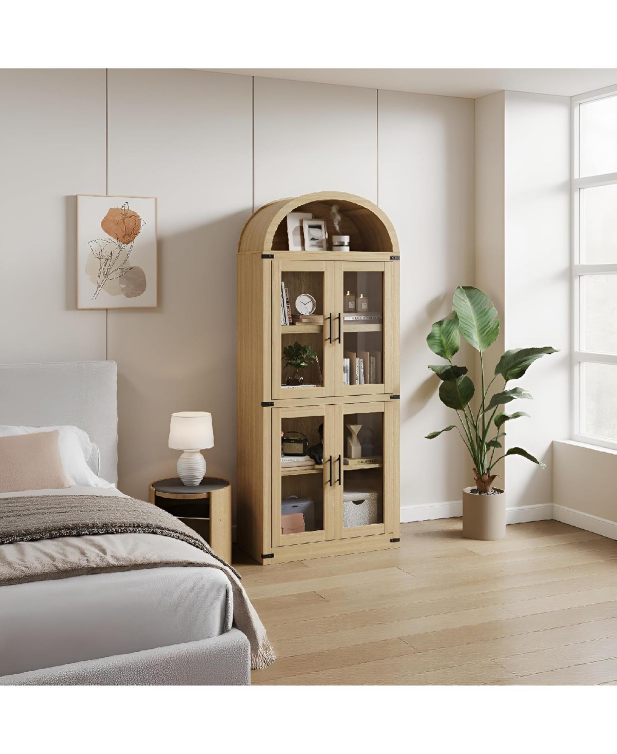 Click here for gaomon Farmhouse Arched Glass Door Bookshelf 71.4... prices