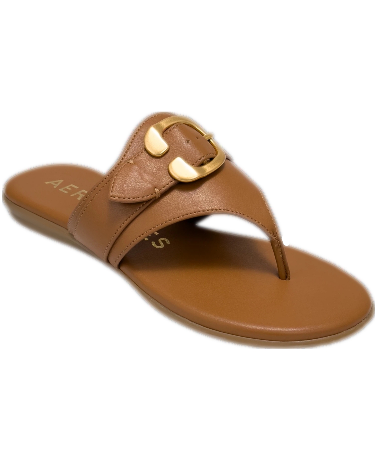 Aerosoles Womens Glitz Open Toe Flat Sandals - Tan