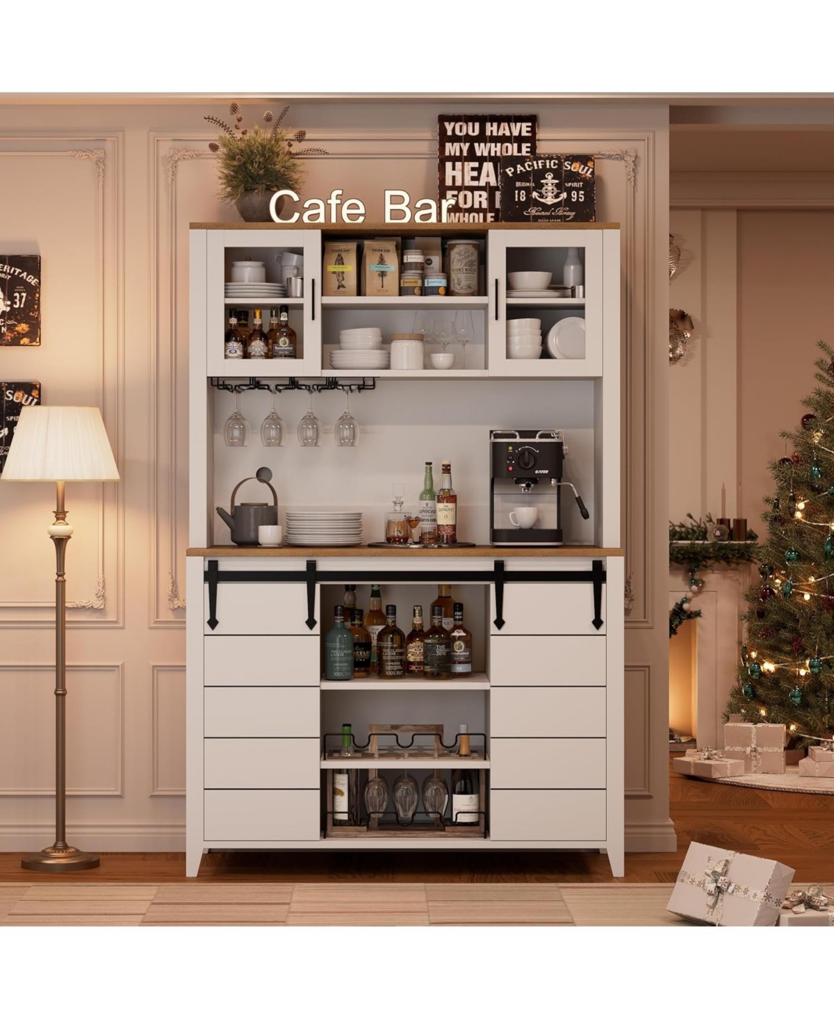 Click here for gaomon 70 Tall Farmhouse Coffee Bar Cabinet  Kitch... prices