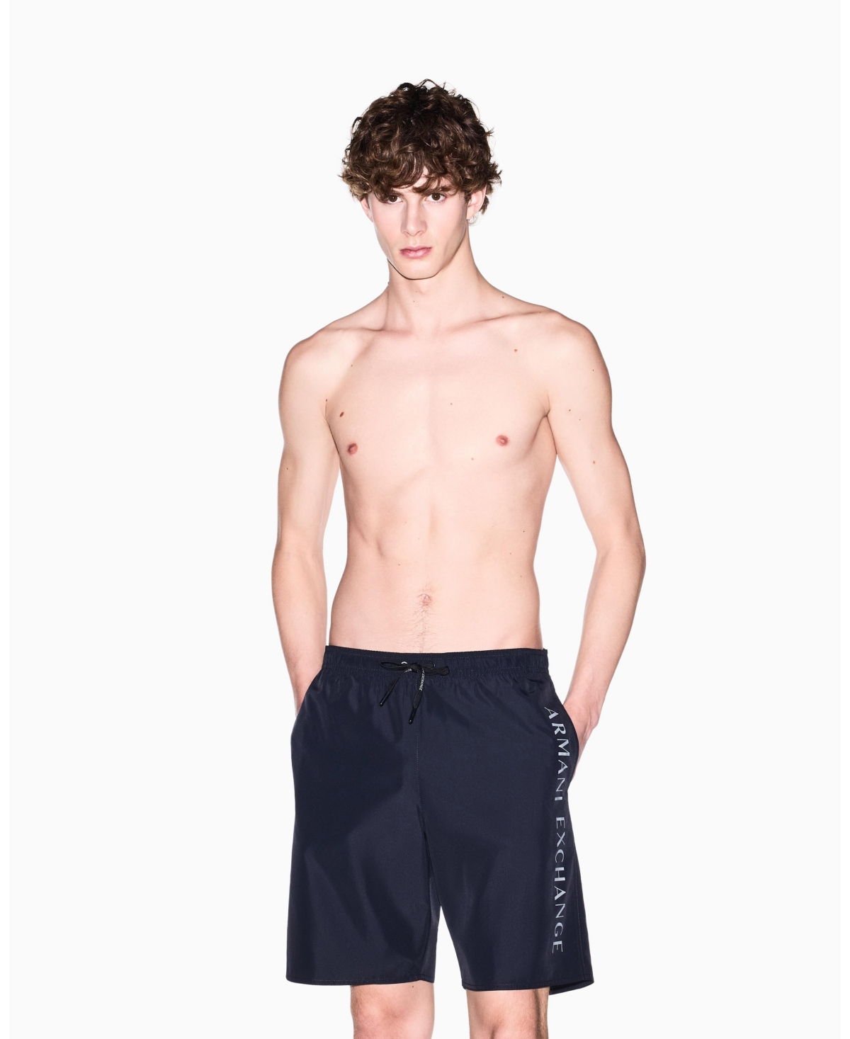 Click here for A|X Armani Exchange Mens Logo Swim Trunk - Deep Na... prices