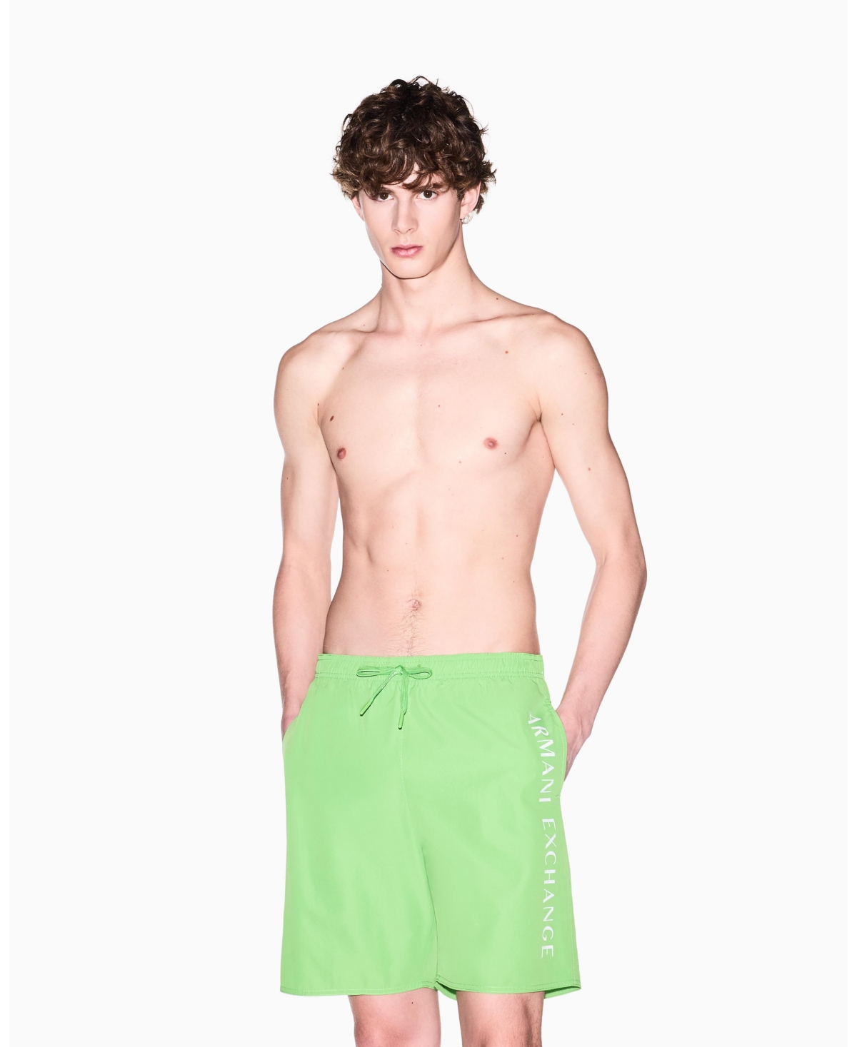 Click here for A|X Armani Exchange Mens Logo Swim Trunk - Foliage prices